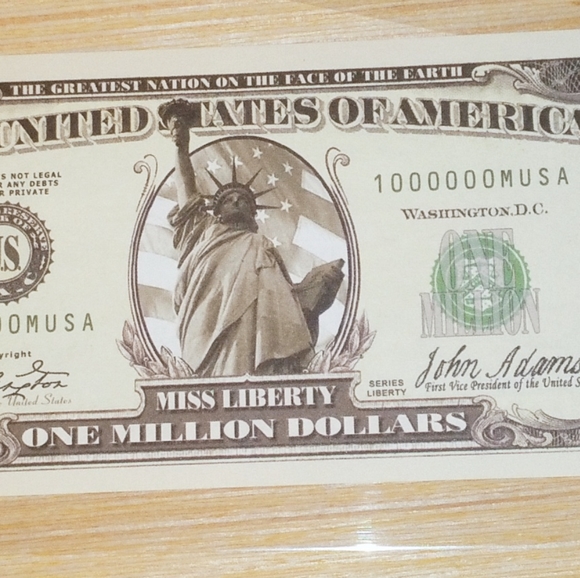 $1000000 Dollar Bill | Other | 00000 Dollar Bill Miss Liberty For Gifts And Fun | Poshmark